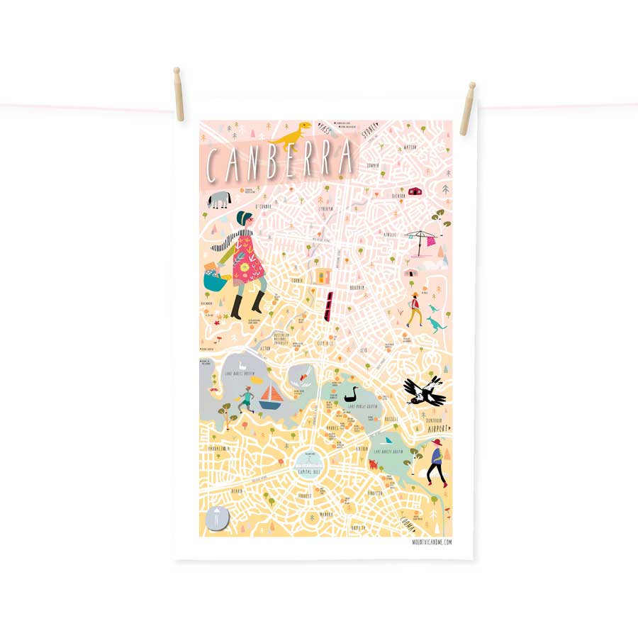 Canberra map tea towel – Mount Vic and Me