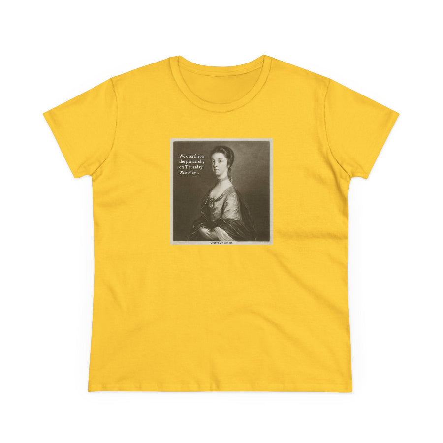 We overthrow the patriarchy on Thursday semi-fit t shirt – Mount Vic and Me