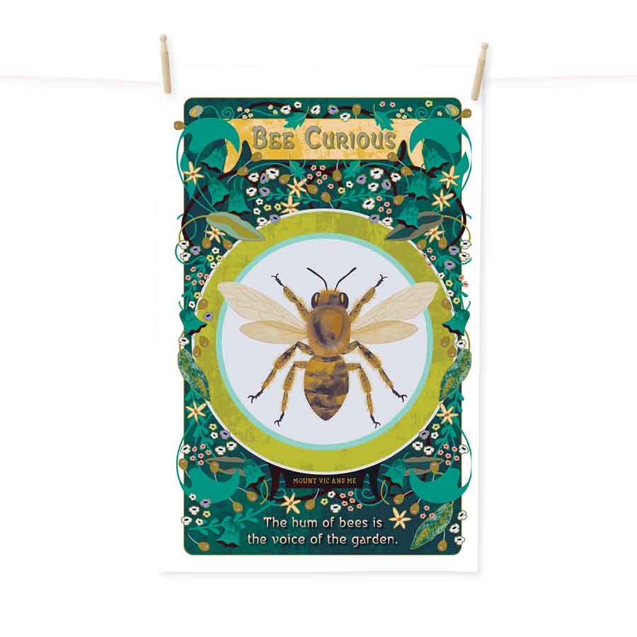 Bee Curious garden tea towel – Mount Vic and Me